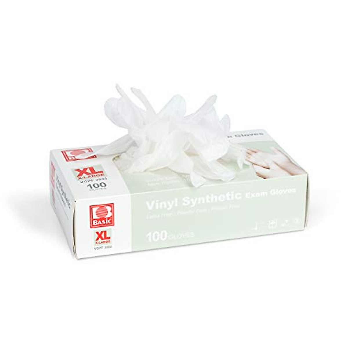 Basic Diagnostic VGPF3004 Clear Vinyl Exam Gloves, Latex-Free & Powder-Free, Extra-Large, Pack of 1000