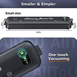 AllToU Vacuum Sealer, Food Saver Vacuum Sealer Machine, Sealer Machine Mini for Food Storage Dry and Moist Food Modes Compact,Mason Jar Vacuum Sealer