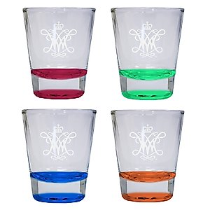 4-Pack William and Mary Etched Round Shot Glass 2 oz Officially Licensed Collegiate Product