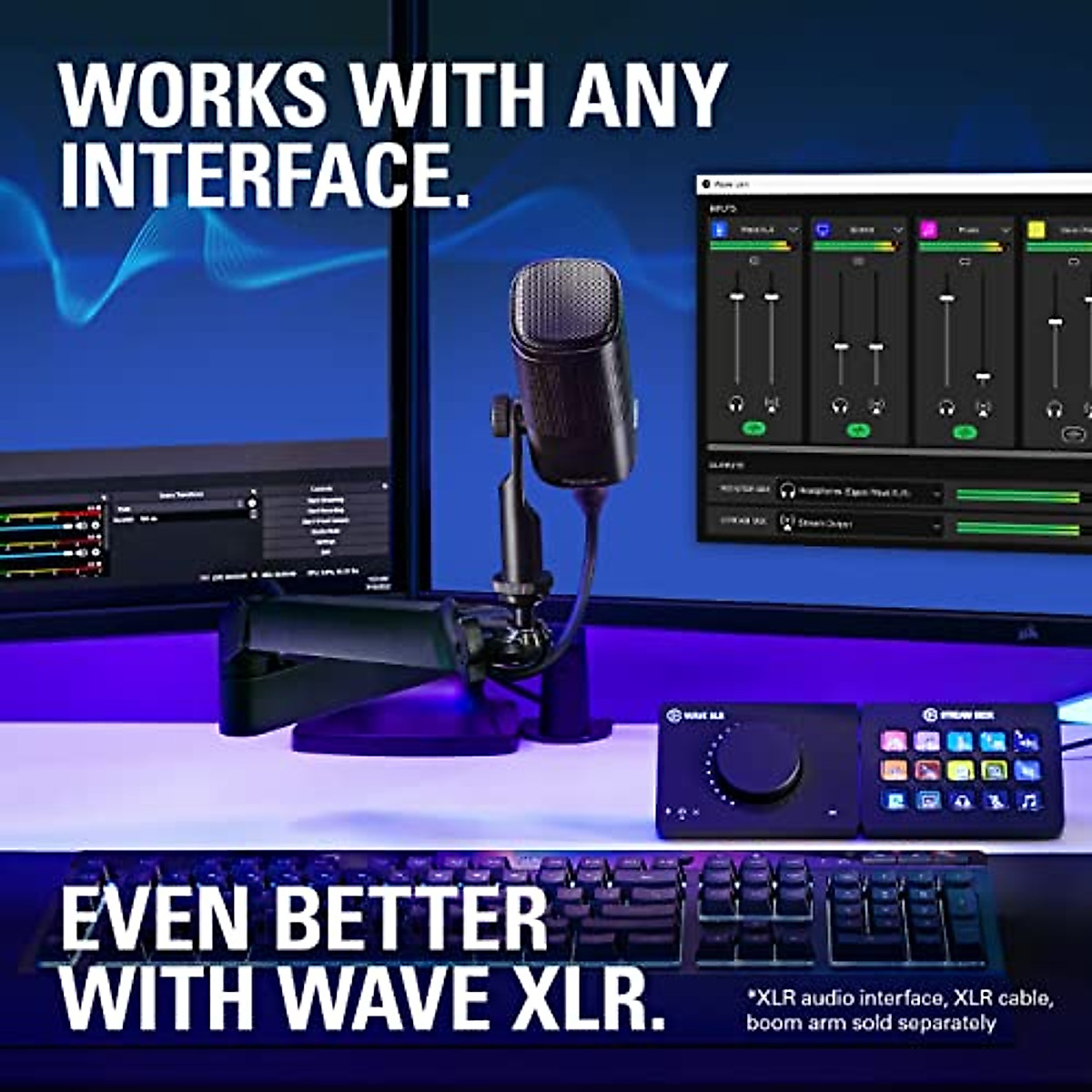 Elgato Wave DX - Dynamic XLR Microphone, Works with Any Interface, for Mac, PC (Renewed)