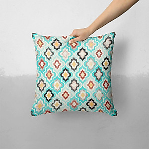 iiRov Dotted Moroccan Pattern - Custom Decorative Home Decor Indoor or Outdoor Throw Pillow Cover Plus Cushion Set for Sofa, Bed or Couch (Pillow CASE Cover Plus Cushion)