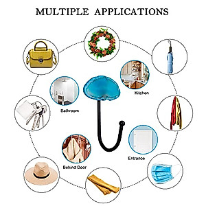 Agate Wall Hooks for Hanging, Decorative Wall Hook, Coat Hooks Wall Mounted Hat Hooks for Wall, Key Hooks Heavy Duty J Hooks for Purse Bag Towel (Blue 3 Pack)