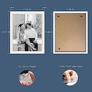 DBWIN 16x20 Picture Frame White Wood Pattern Poster Frame Plexiglass Front 2 Pack Photo Frame for Art Prints Wall Decor Vertically or Horizontally(LY01-16X20-WT)