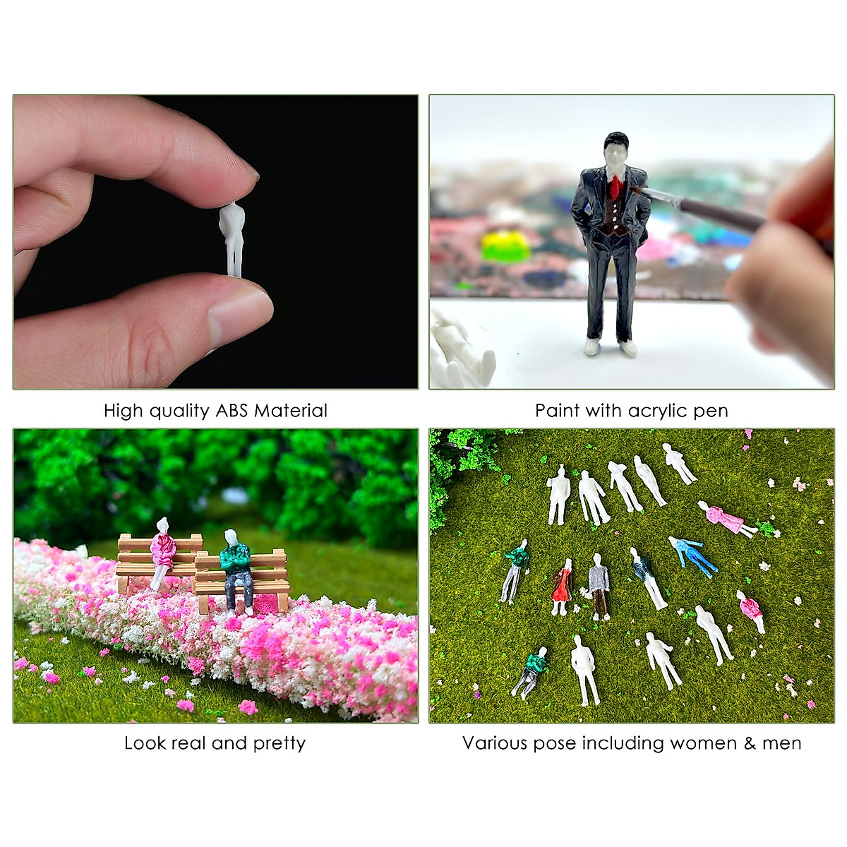 DS. DISTINCTIVE STYLE Unpainted Figures 1:100 Scale 100 Pieces Assorted Poses Miniature People for Architectural Layout Project Bonsai Decor