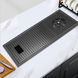 QINTH Bar Sink with Glass Rinser, Stainless Steel Undermount Prep Kitchen Sink, 23.4 X 10.2 Inches Single Bowl, for Hotel Cafe Restaurant Workstation