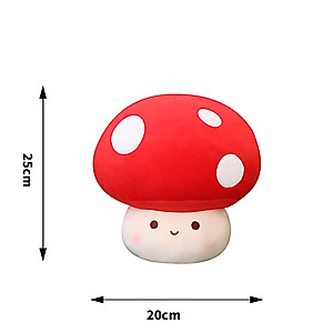 SNOWOLF Cute Mushroom Plush Toy 3D Soft Red Mushroom Plushie Pillow Kawaii Squishy Doll Stuffed Hugging Pillows Gift for Girls Kids Women Decor Christmas Valentines Party, 9.8inch