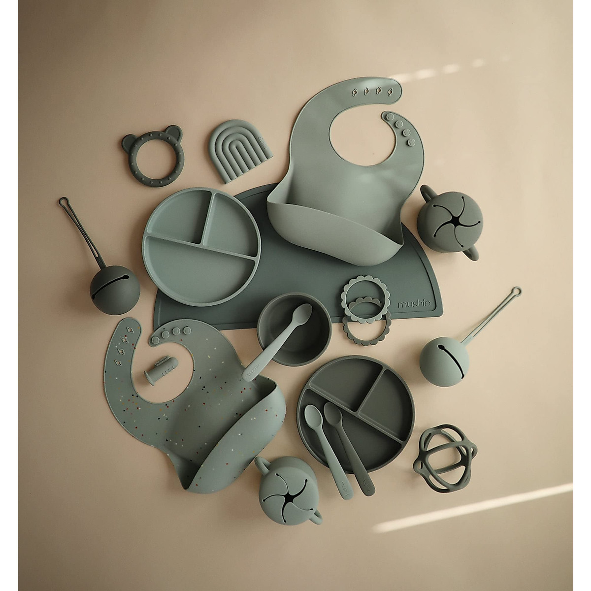 mushie Silicone Baby Teether Ball Toy (Dried Thyme)