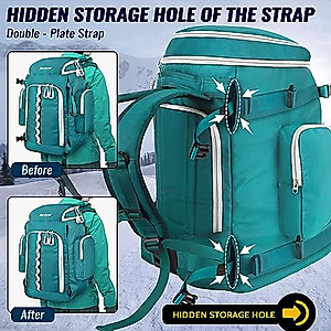 RESVIN Ski Boot Bag, 65L Durable Travel Backpack, 1680D Nylon Waterproof Snowboard Boot Bag, Skiing and Snowboarding Travel Luggage for Helmet, Goggles, Gloves, Outerwear & Accessories