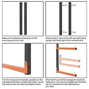 Lumber Rack Wall Mount, Lumber Storage Rack, Heavy Duty Wood Storage Racks with 9-Level System, 1080 lb Substantial Garage Wood Organizer, Orange Lumber Metal Racks for Indoor and Outdoor (6 PACK)
