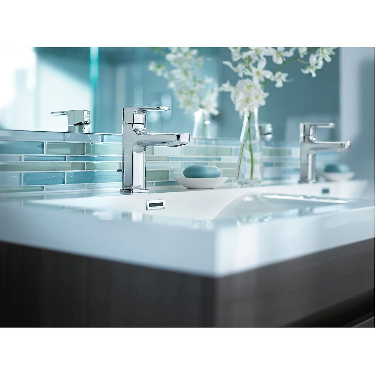 Moen Rizon Chrome One-Handle Modern Bathroom Faucet with Drain Assembly, 6900