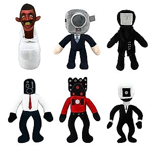 RANJOYUN Skibidi Toilet Plush, 11 inch Speakean Cameraman Speakerman Titan Tv Man Bosses Plushies Toy, Stuffed Plushie Doll Toys Collectible Gifts for Kids Fans Aldults Birthday (6 PCS)