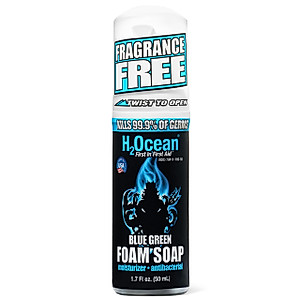 H2Ocean Blue Green Foam Soap - Tattoo Foam Antibacterial Soap for Tattoo Aftercare - Tattoo Care with Aloe Vera - Travel-Size Tattoo Moisturizer Soap - 1.7 oz