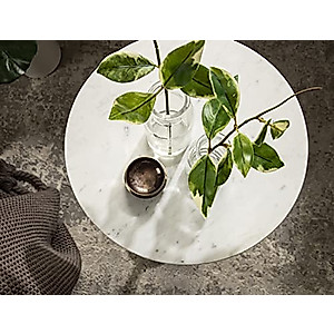 Kate and Laurel Tira Round Side Table, 14 x 14 x 24, White and Gray, Decorative Pedestal Style End Table for Use as a Bedroom Nightstand or Living Room Accent