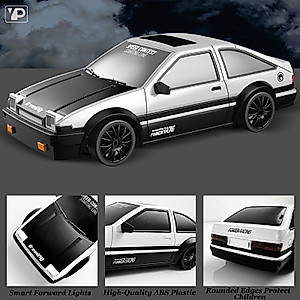 YUAN PLAN Remote Control Car RC Drift Car, 1/24 RC Car 2.4GHz 4WD RC Drift Racing Car High Speed RC Cars with Cool Lights, Rechargeable Battery and Extra Tires Birthday Gifts for Kids (White)