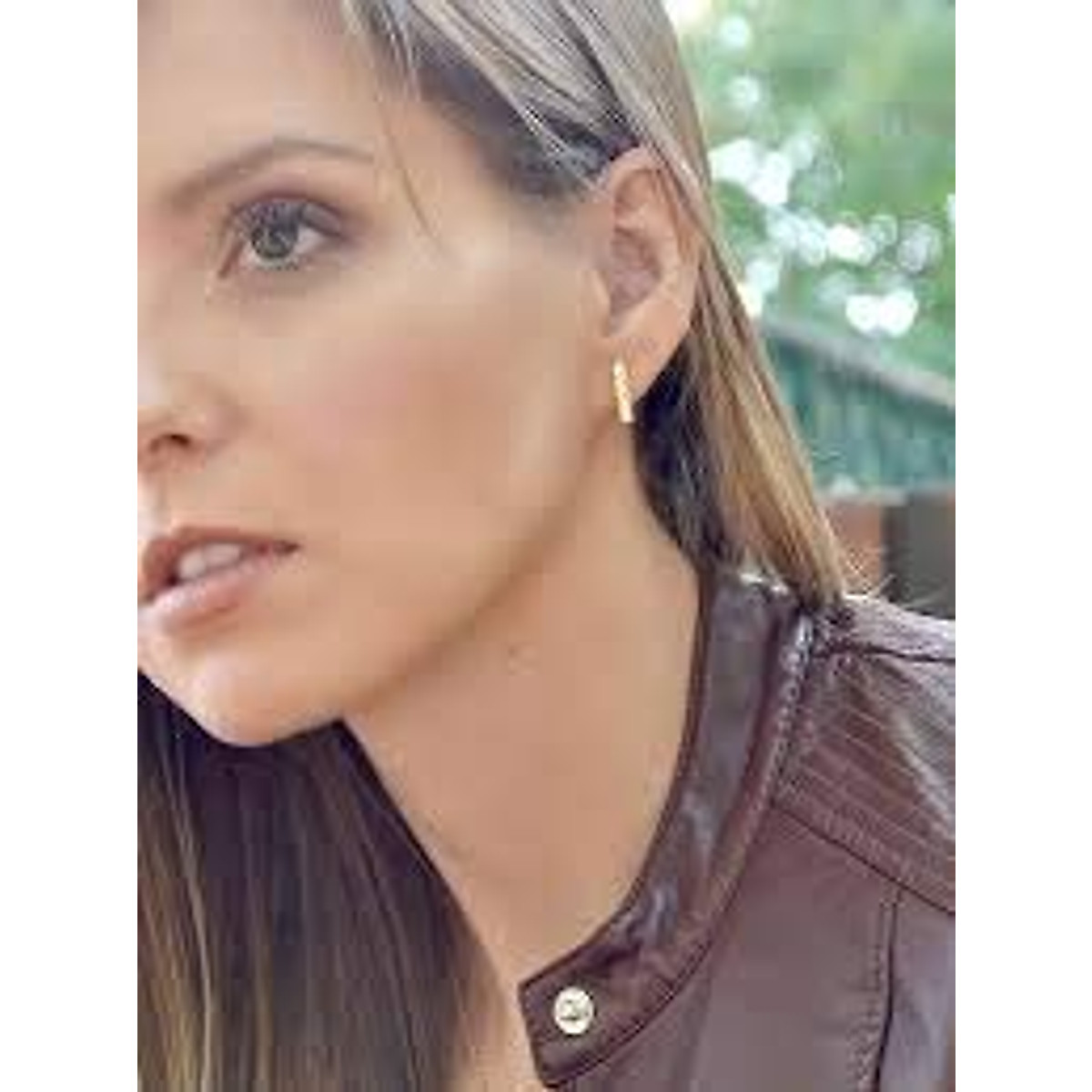 14k Yellow Gold Bar Earrings Polished Stud 12mm Line Stick Minimalist Earrings (yellow-gold)