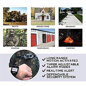 Olymbros Security Sensors/Outdoor Animals Alarm System Kit 360°20m/ Long Range IR IP54 Motion Detector&Sensor with Sound/Vibration/Visual Three Alerts for Hunting/Camping/Home Security