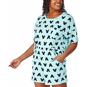 Disney Womens Short Pajama Set with Pockets (Aqua, X-Large)