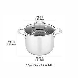 Amazon Basics Stainless Steel Stock Pot with Lid, 8-Quart, Silver
