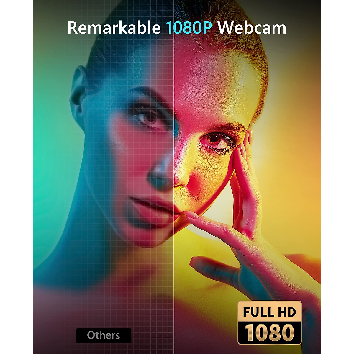 NBPOWER 1080P 60FPS Streaming Camera Webcam with Microphone and Fill RGB Light,Autofocus,Work with Laptop/Desktop Computer/Winsdows/Mac OS/PC Computer for Camera