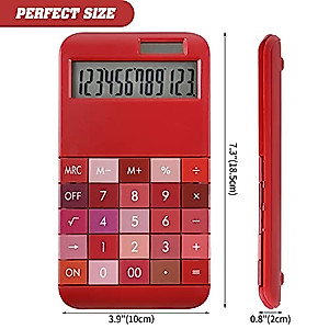AOAILION Colorful Calculator Solar and Battery Dual Power with 12-Digit LCD Display and Big Button,Red Calculator for Women and Girls (Red)