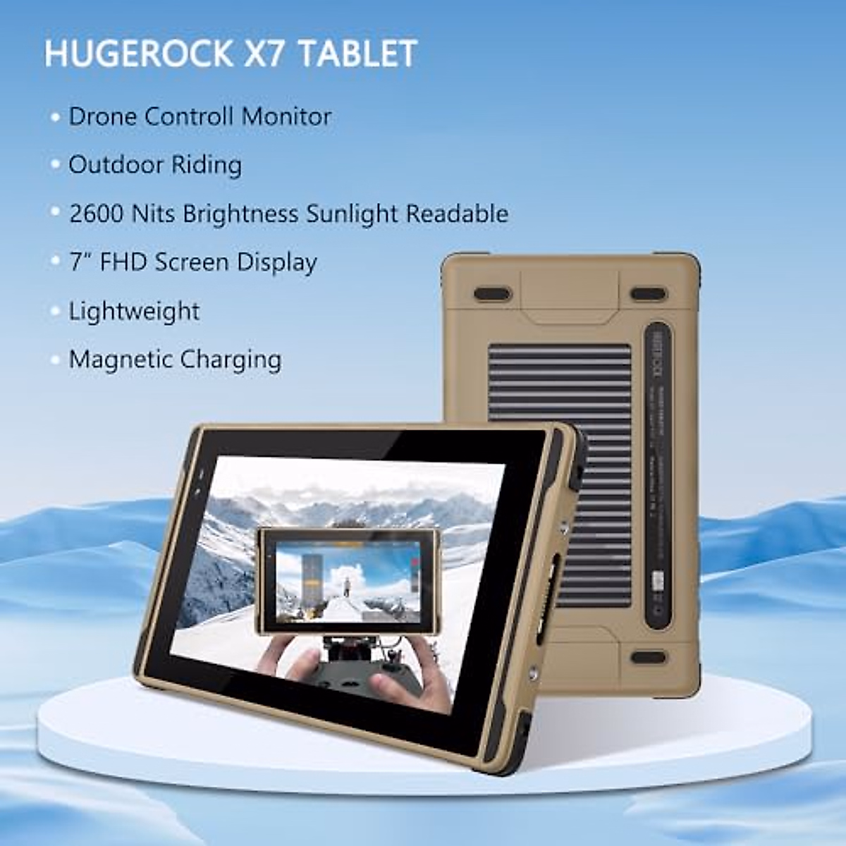 Hugerock X7 Rugged Tablet 7 inch, 2600nit Sunlight Readable, 8+128GB Android 13 Waterproof ...