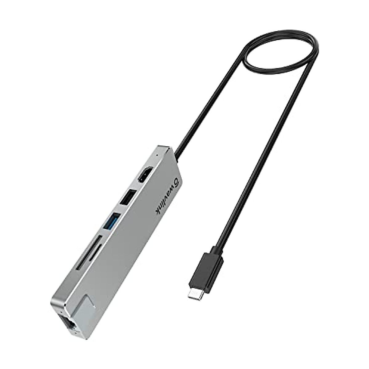 WAVLINK USB C Hub, 7-in-1 Type C Adapter with 4K HDMI, RJ45 Gigabit Ethernet, USB 3.0, USB 2.0, SD/TF Card Reader, 100W PD Mini Docking Station for MacBook Pro/Air and USB-C Windows Laptops