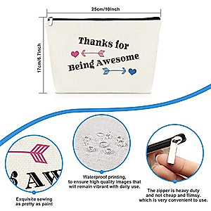 Thank You Gifts for Women Makeup Bag Thank You For Being Awesome Appreciation Christmas Graduation Birthday Gifts for Her Friends Mom Sister Cosmetic Bag Inspirational Gifts Coworker Gifts Boss Gifts