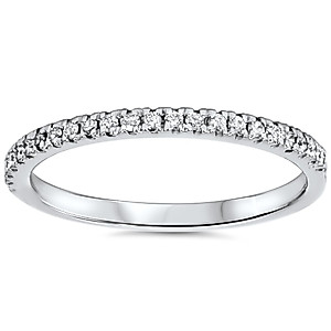 P3 POMPEII3 1/5ct Pave Diamond Wedding Ring 10K White Gold - Size 5