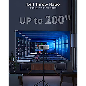 Projector with WiFi and Bluetooth, TURBOAMP 5G Native 1080P Movie Projector, 4K Supported, 300 ANSI lm 200" Display Home Movie Theater Projector, Compatible w/TV Stick/Phone/PC/PS5