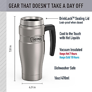 THERMOS Stainless King Vacuum-Insulated Travel Mug, 16 Ounce, Matte Steel