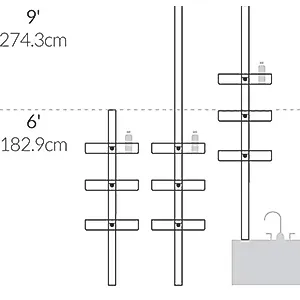 simplehuman 9' Tension Pole Shower Caddy, Stainless Steel and Anodized Aluminum