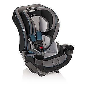 Evenflo EveryKid 4-in-1 Convertible Car Seat Featuring 12-Position Headrest, Two Integrated Cup Holders, and Machine-Washable Fabric (Ontario Gray)