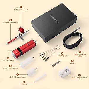 Airbrush Kit with Compressor, 32PSI Handheld Mini Air Brush Gun Set, Portable High Pressure Air Brushes for Painting, Tattoo, Nail Art, Mode, Makeup, Cake, Barber