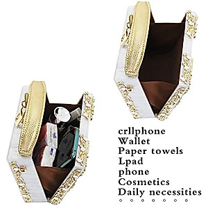 Women Acrylic Flower Purses and Handbags Ladies Rhinestones Evening Crossbody Shoulder Bag Top-Handle Tote Clutch Box Bag (White)