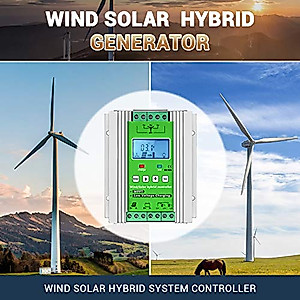 iSunergy 1000W Wind Solar Hybrid Charge Controller 12V/24V MPPT Boost Charge Regulator with LCD Display and Free Dump Load Accurate (600W Wind + 400W Solar)
