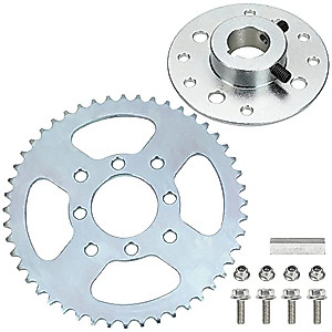 GREHUA Rear Sprocket Drum Brake Hub Adapter 1" Bore 1/4" Keyway with 40 41 420 Chain 48T Drive Sprocket Kit for Predator 212cc 196cc 6.5hp Dune Buggy Drift Trike Heavy Duty Go Kart Cart Parts Racing