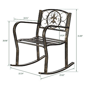 WARMHAND Garden Rocking Chair with Wide Seat Outdoor Garden Vintage Style Bronze