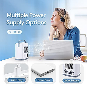 Portable Air Conditioner Fan for Small Room - 3 in 1 Personal Mini Desktop AC Evaporative Air Cooler Fan w/ 12H Timer, Adjustable Wind Direction, 500ML Large Water Tank, 2 Speeds, for Office Home