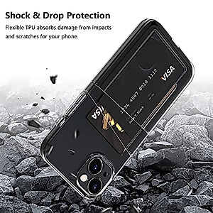 Restoo for iPhone 14 Plus Case + 2 Pack Tempered Glass Screen Protector, Clear Case with Card Holder Camera Lens Protection Protective Phone Cover for iPhone 14 Plus 6.7 Inch-Clear