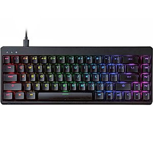 ELECOM Gaming V Custom VK300 Mini 65% RGB Gaming Keyboard, Backlit Wired Mechanical Keyboard, Speed Silver Linear Switches, N-Key Rollover, Detachable Braided Cable, Doubleshot Keycaps (TK-VK300SBK)