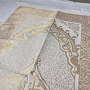 Luxemin Golden Color Luxurious Sheen, Soft and Velvety Muslim Prayer Rug | Janamaz | Sajadah | Soft Islamic Prayer Rug | Islamic Gifts Collection Prayer Carpet Mat, Taffeta Fabric