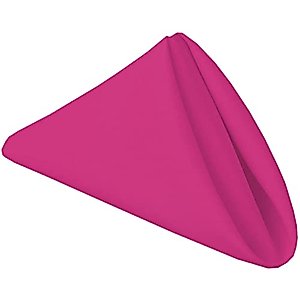 PLOYMONO Fuchsia Heavy Duty Cloth Napkins - 17 x 17 Inch Solid Washable Polyester Dinner Napkins - Set of 8 Napkins with Hemmed Edges - Great for Weddings, Parties, Banquets Dinner & More
