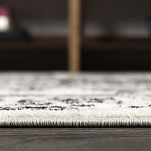 JONATHAN Y BMF107B-8 Inigo Cottage Medallion Indoor Area-Rug Bohemian Vintage Floral Easy-Cleaning High Traffic Bedroom Kitchen Living Room Non Shedding, 8 ft x 10 ft, Grey