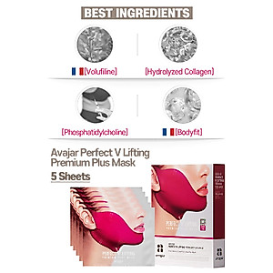 Avajar Double Chin Mask Creator Caffeine V Lifting Premium Plus+ Mask 5pcs - V Line Mask | Face and Neck Line Mask | Facial Strap Mask | Chin Strap For Double Chin| V Line Face Mask