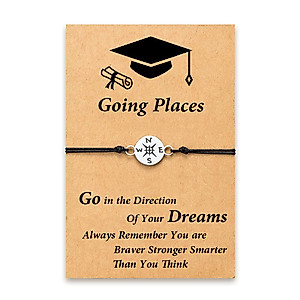 Class of 2023 Graduation Gifts for Her, College High School Graduate Congratulations Presents for Grils Daughter, 14oz Pink Marble Coffee Mug with Lid Spoon, Going Places Compass Bracelet, Gift Box