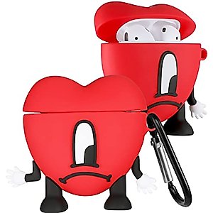 Ulirath Cute Heart Bunny for AirPods1/2 Case Un Verano Sin Ti Silicone Cartoon Kawaii Cases for Apple AirPod Air Pods 2nd/1st Cover Cool Fun Funny Unique Design Skin Coves for Girls Girly Boys