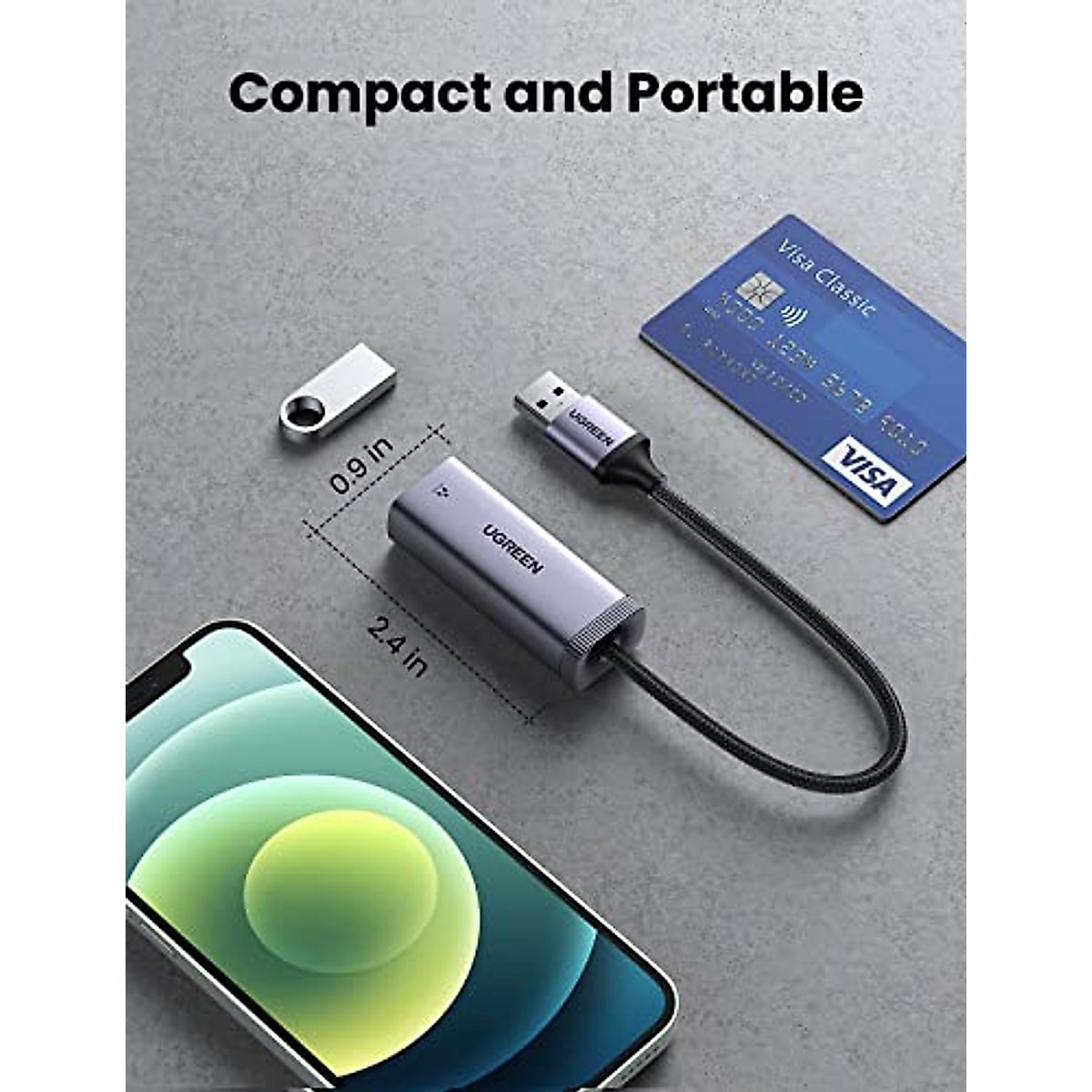 UGREEN USB to Ethernet Adapter USB 3.0 to 10 100 1000 Mbps Gigabit LAN Network Adapter RJ45 Internet Adapter Compatible with Nintendo Switch Laptop PC MacBook Surface XPS Raspberry Pi 4b, and More