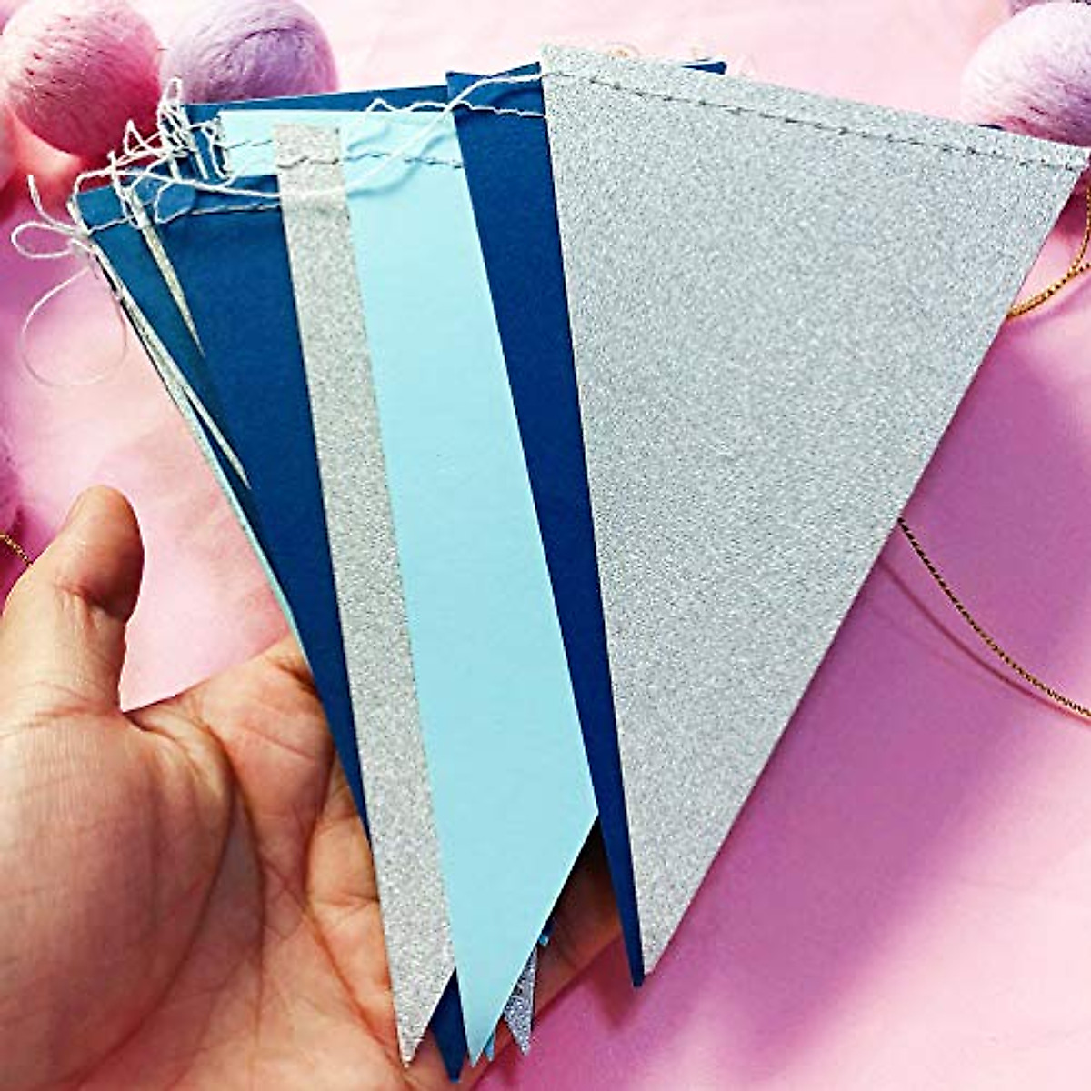 Boys Baby Shower Birthday Party Blue Bunting Pennant Banner Carnival Party Streamers Supplies Flags Banners Decorations