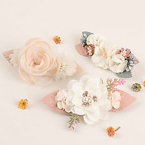 VOBOBE Baby Girl Nylon Headbands Infant Flower Elastic Hair band Bows Wraps For Newborn Toddler Hair Accessories Pack of 3 (A-Beige)