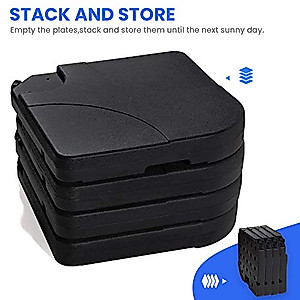 JEAREY 4-Pieces Heavy-Duty Umbrella Base Stand Cantilever Offset Patio Umbrella Stand Square Base Plate with Locking Black for Water or Sand (Black)